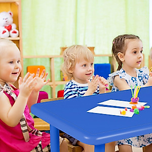 Ripeng 24" W x 47" L Rectangular Plastic Height Adjustable Activity Table with Large Dry Erase Table Top for Classrooms Toddler Furniture for Daycare, Daycare, Homes, Cornflower, etc (Blue,2 Pcs)