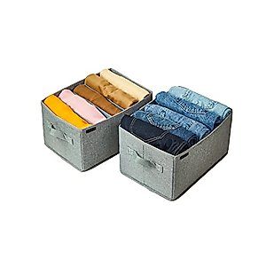 enoughstar Wardrobe Clothes Organizer-2Pcs Clothes Storage Organizer Bins-Foldable Clothes Drawer Organizer for Folded Clothes, Pants, Sweaters-5 Grids Organizer