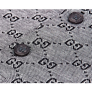 Gucci Polo Shirt, Mens Gray Short Sleeve Polo T- Shirt GG Print (L)