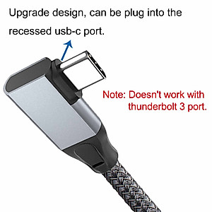 90 Degree USB C Extension Cable Short (1.6ft), Right Angle USB C 3.1 Gen2 Male to Female Adapter, Awnuwuy USB Type C Extender Cord Compatible with USB-C Laptop/Monitor/Hub/Docking Station,Oculus Quest