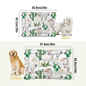 YETTASBIN Cute Llama Crate Pet Bed, Portable Washable Dog Cat Mat, Soft Comfortable Pet Mattress with Non-Slip Bottom for Dogs Cats Sleeping, 24 x 18 Inch