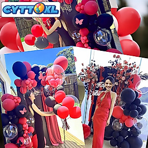 CYTTOKL Red and Black Balloons 12 inch 100 Pack Red Black Latex Helium Balloons for Birthday Wedding Baby Shower Party Decorations
