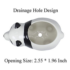 Gemseek Cute Panda Succulent Planter Pot with Drainage Tray, White Ceramic Flower/Cactus Holder, Animal Bonsai Container for Indoor Plants