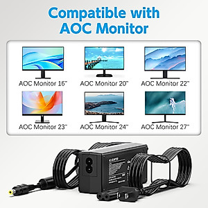 12V Power Cord for AOC Monitor 16" 20" 22" 23" 24" 27"; E1659FWU, E2043FK, E2243FW, E2243FWK, E2343FK, LM520, LM720, LM729, LM800, LM914; HP 2011X 2211X 2311X Replacement Power Supply Cord