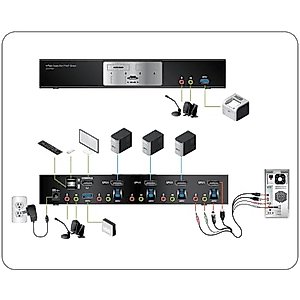 IOGEAR 4-Port DisplayPort KVMP Switch - 4K 60Hz - 2-Port USB 3.1 Hub 5Gbps - Keyboard Mouse Input - 7.1 HD Audio - Front Panel Selector - TAA Compliant - Mac/Win - GCS1934