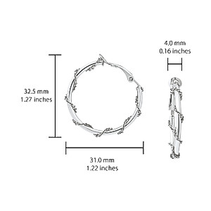 Sterling Silver Chain Wrap Clip-On Hoop Earrings, 30mm