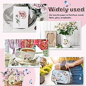 4 Sheets Rub on Transfers 16 x 12 Inches Sunflower Rose Eucalyptus Furniture Rub on Transfers Stickers for Crafts Wood Furniture Fabric Journal Envelope Scrapbooking (Rose Style)