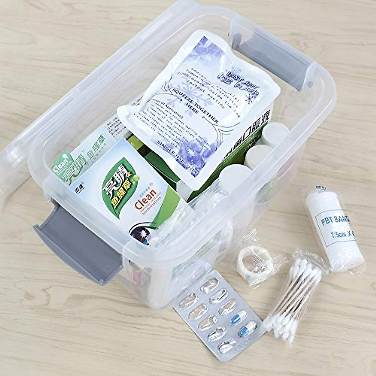 Qskely 6-Pack 5 L Clear Plastic Latch Storage Box with Lid