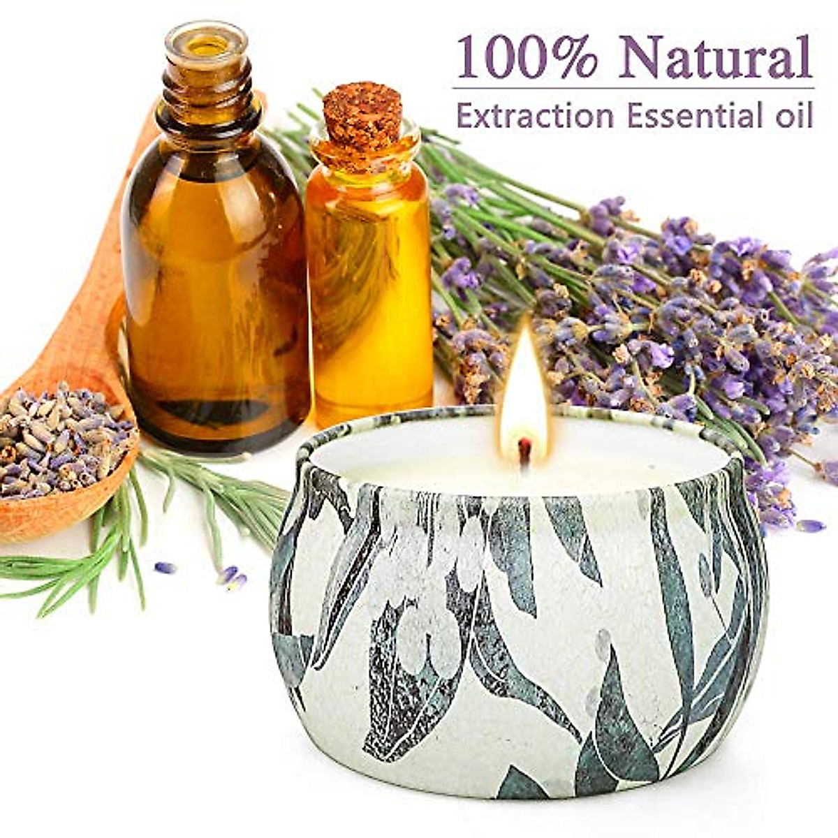 CREASHINE Scented Candles Gift , Stress Relief Pure Soy Wax Single Wick 100 Hour Burn 16 Ounce Unit Portable Travel Tin Perfect for Women Aromatherapy Anniversary - 4 Pack