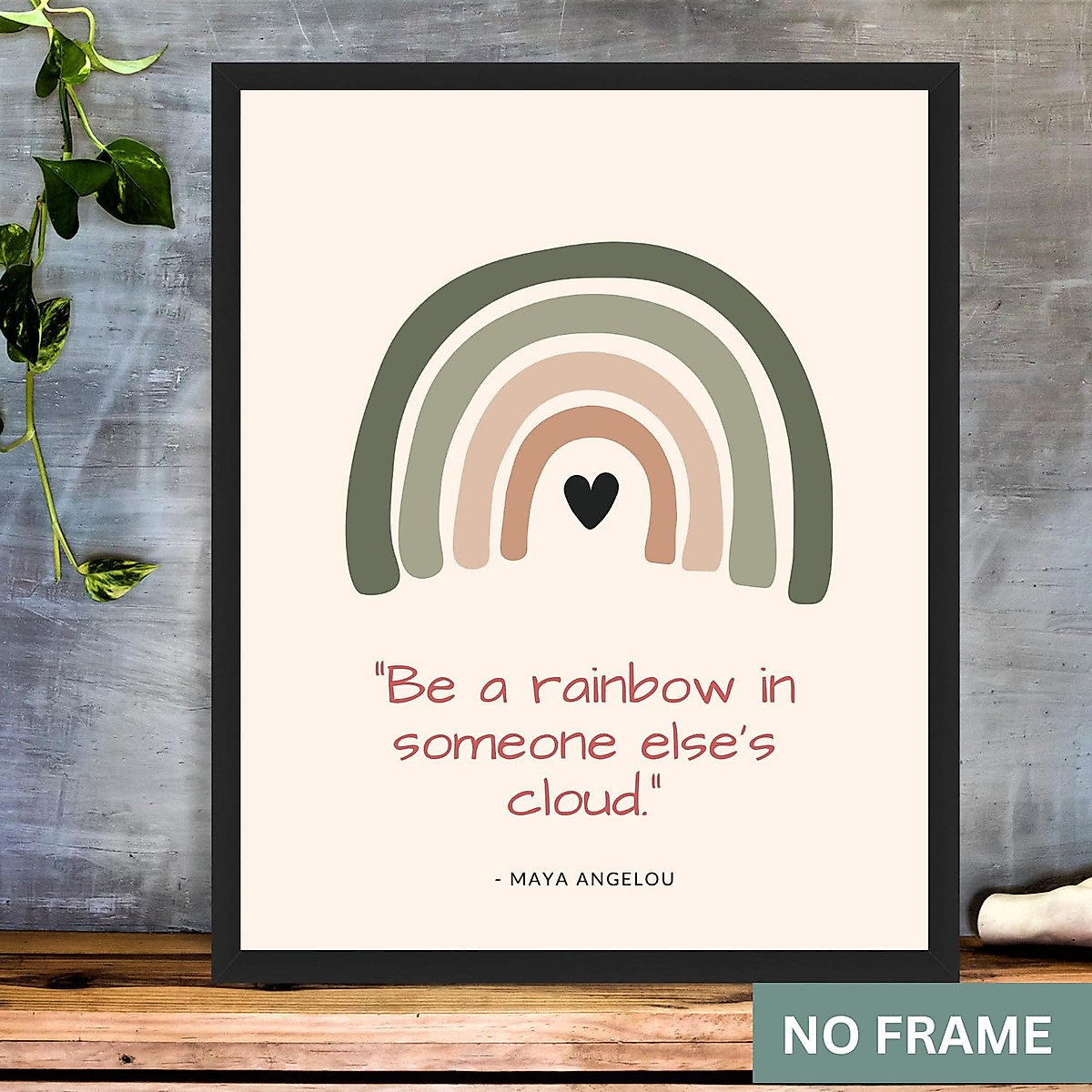 Maya Angelou Quote Wall Art - Inspirational Poster Boho Minimalist Decor - Be a Rainbow in Someone Elses Cloud - Motivational Rainbow Decor for Home, Office, Bedroom - 8x10 in. LAMINATED, No Frame