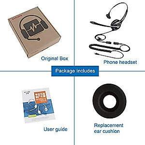 VoiceJoy Single Ear Noise Canceling Headset for Call Center/Office with QD Cable for All Cisco 6000, 7800 and 8000 Series Phones and Also Models 7940 7941 7942 7945 7960 7961 7962 7965 7970 8841