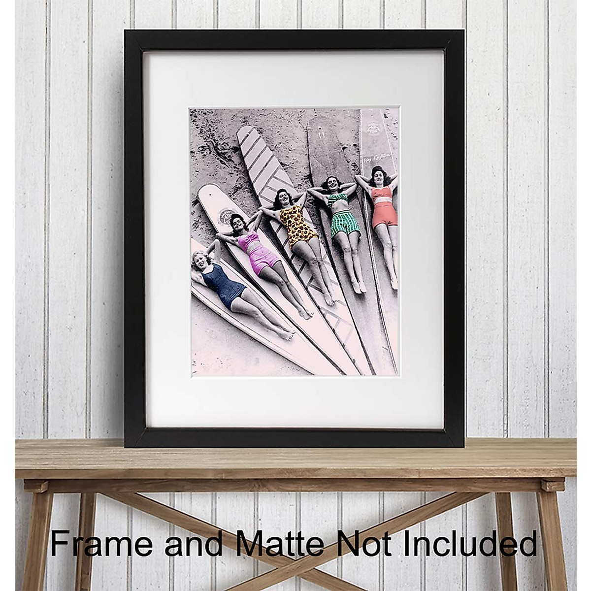 Surf Wall Decor - Vintage Retro Beach Wall Decor - Coastal Ocean Wall Art for Bathroom, Bedroom, Living Room, Beach House - Room Decor, Home Decorations or Gift for Women, Sea Lovers - 8x10 Poster