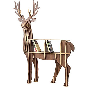 ROLTIN Storage Shelf DVD Bookcase Storage Rack Bookshelf Animal Shelf Male Deer Shape Flower Stand Model Room Coffee Table Clothing Store Landing Decoration (Size : 108 * 52 * 1