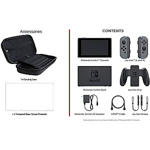 Nintendo Switch Deluxe Holiday Game Bundle: Nintendo Switch with Gray Joy-Con - 6.2" Touchscreen LCD Display + Nintendo Switch Minecraft Game and T.F. Card
