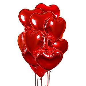 Red Heart Shaped Foil Balloons for Valentine's Day Engagement Wedding Party Decorations(18inch)