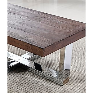 Steve Silver Furniture Laredo Cocktail Table, Rustic Modern Design w/Elm Veneers, Chrome Plated Iron Base, Chestnut Finish, 26" D x 58.92" W x 18" H, Chestnut, Brown