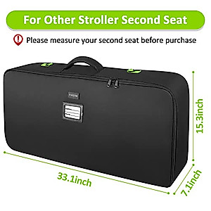 YOREPEK Padded Travel Bag Compatible with UPPAbaby RumbleSeat, Stroller Second Seat Bag for Airplane with 2 Inner Pockets, Large Storage Bag Organizer for Baby Travel Essentials, Black/Green