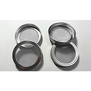 One-Piece 316 Stainless Steel Mesh Sprouting Lids Wide Mouth Mason Jar Strainer Lid for Mason Canning Jars Seed Sprouting Salad Sprouts Strainer Mesh Lids 4 Pack - Rust Proof