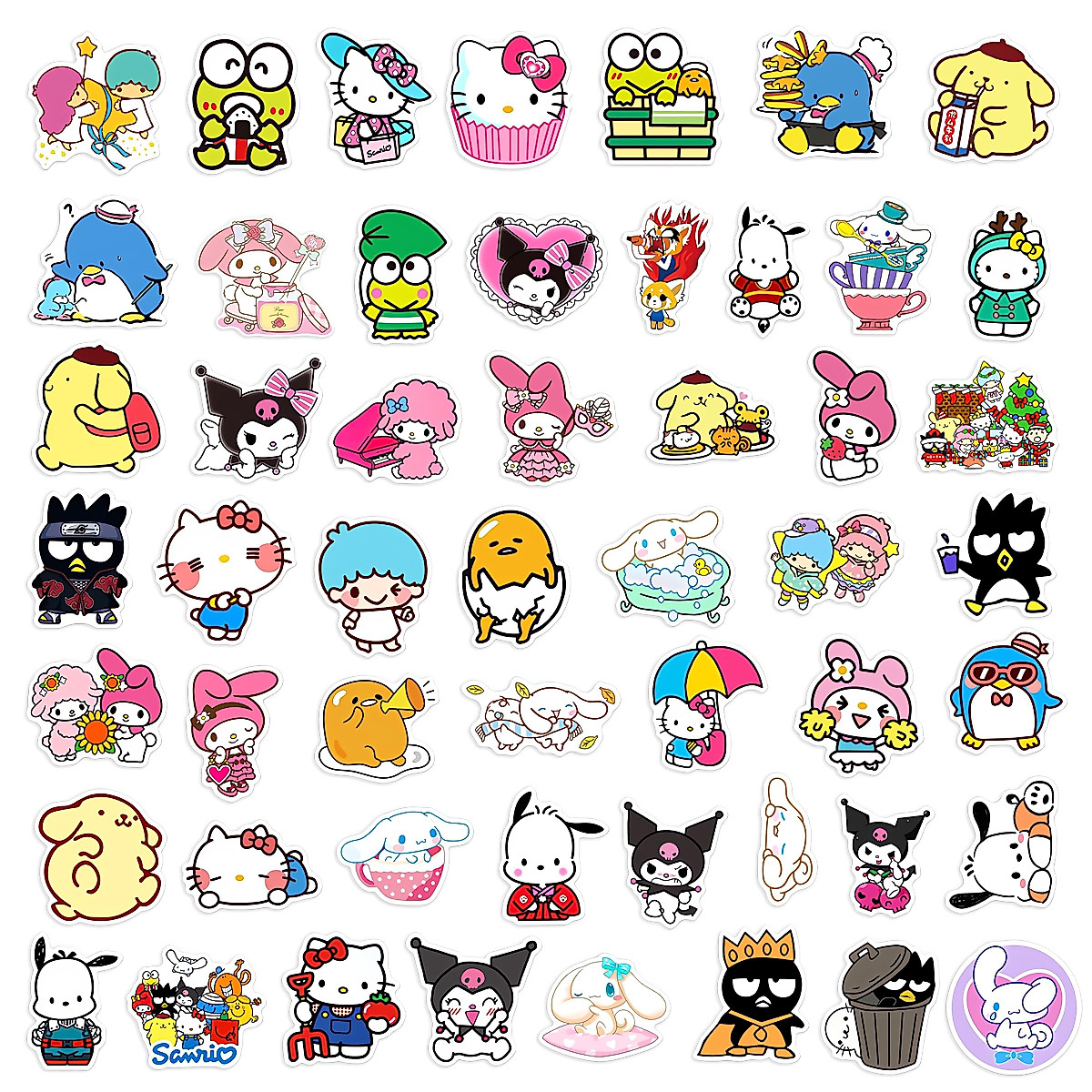 PIRTYNNUF 69Pcs Cute Sanriio Kawaii Stickers for Water Bottle Laptop Phone Case Luggage Notebook Skateboard Lunchbox Stickers for Kids Teen Adults