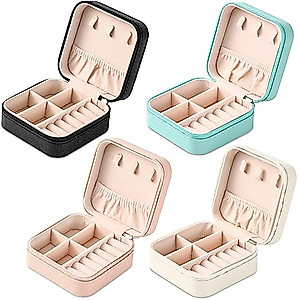 Portable Travel Mini Jewelry Box Leather Jewellery Ring Organizer Case Storage Gift Box Girls Women (4 color).