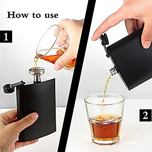 Vethwal 6Oz, 8Oz, 12Oz Stainless Steel Black Hip Flask set Leakproof Flask with Free Bonus Funnel Great Groommans or Bridal Wedding Gift, Set of 3