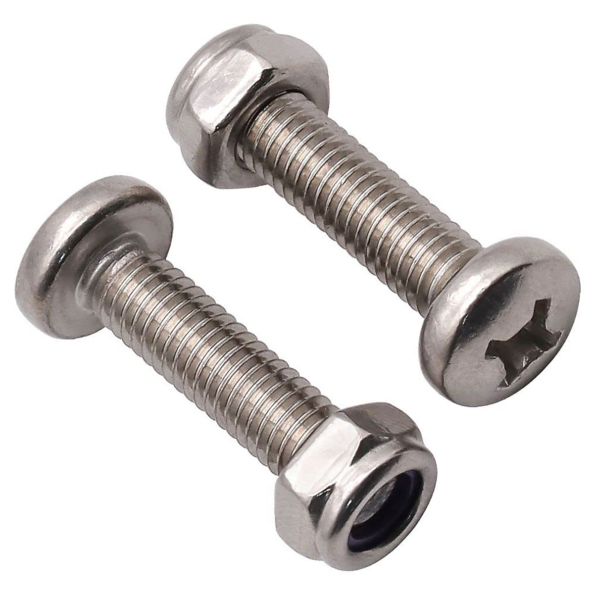 M6-1.0 x 30mm (20 Sets) Stainless Steel Pan Head Machine Screws with M6-1.0 Locknuts Hardware Assortment Kit 304 Stainless Steel