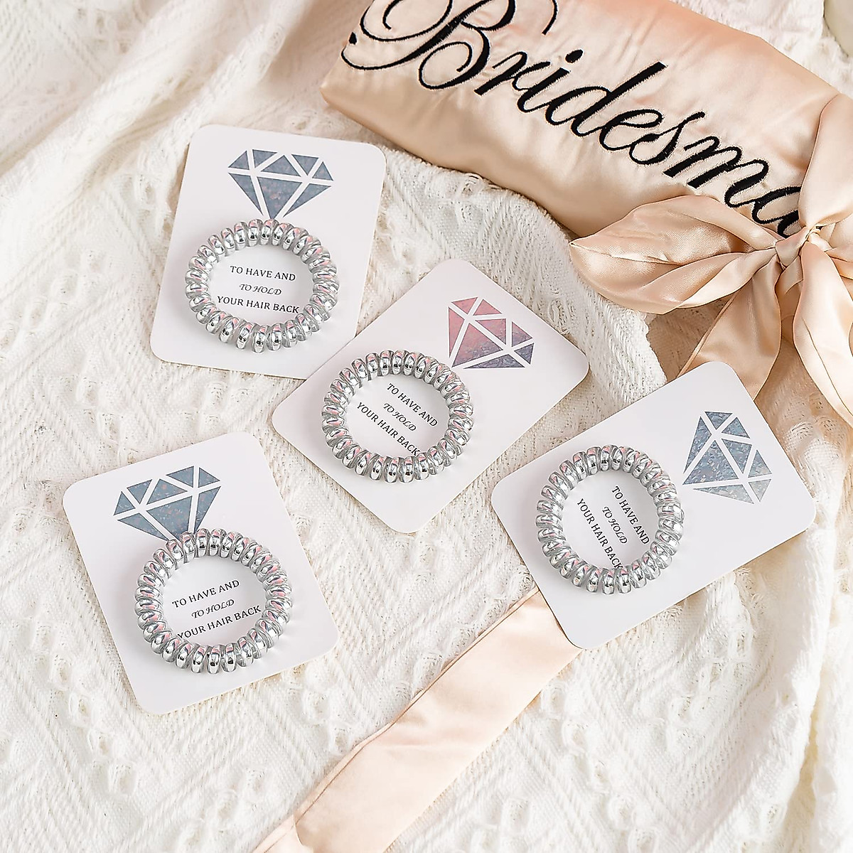 Lorcolais Bridesmaid Hair Ties Bachelorette Party Favors Scrunchies Set of 10,Bridal Shower Wedding Party Souvenirs Decorations,Bridesmaid Proposal Gifts(Champagne)