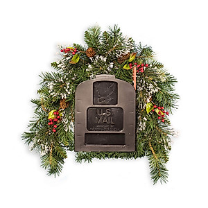 Holiday Pride Christmas Mailbox Swag with Pine Cones and Red Berry Accents - Outdoor Christmas Mailbox Garland - 36 Inch Length