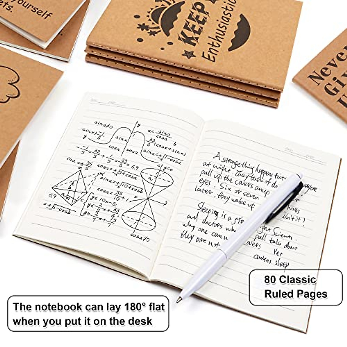 feela 15 Pack A6 Kraft Notebooks, 15 Designs Cute Mini Pocket Notebooks and Journals, Lined Motivation Small Journal Notebook Notepad Bulk for School Supplies Women Taking Memos, 4.1X5.8 in, 80 Pages