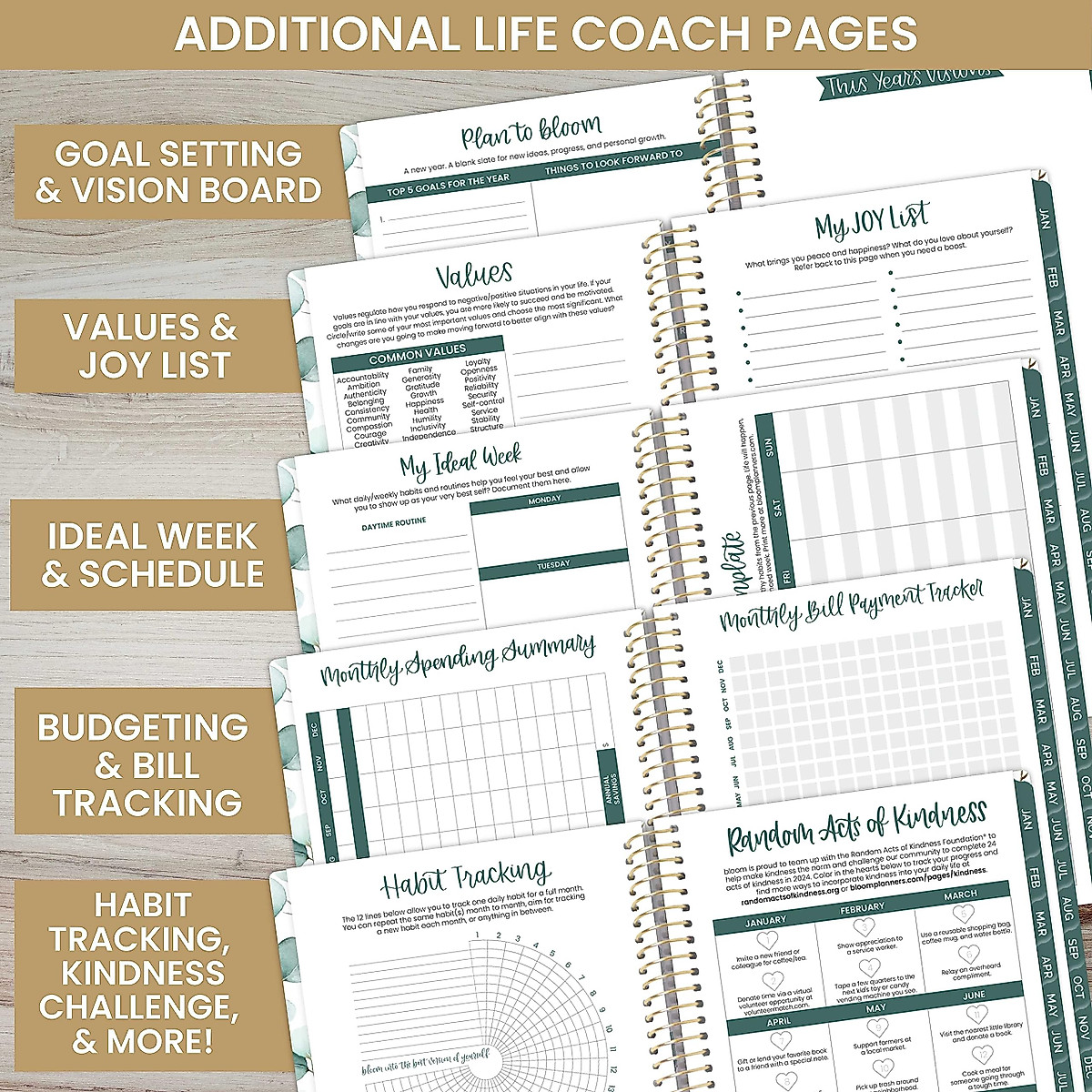 bloom daily planners 2024 Calendar Year Day Planner (January 2024 - December 2024) - 5.5” x 8.25” - Weekly/Monthly Agenda Organizer Book with Stickers & Bookmark - Boho Greenery