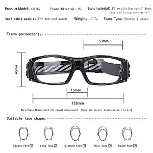 SooGree Racquetball Goggles - Sports Glasses Basketball Football Protective Eyewear Anti Fog Shock Absorption with Adjustable Strap (G8015 Black frame black pad)