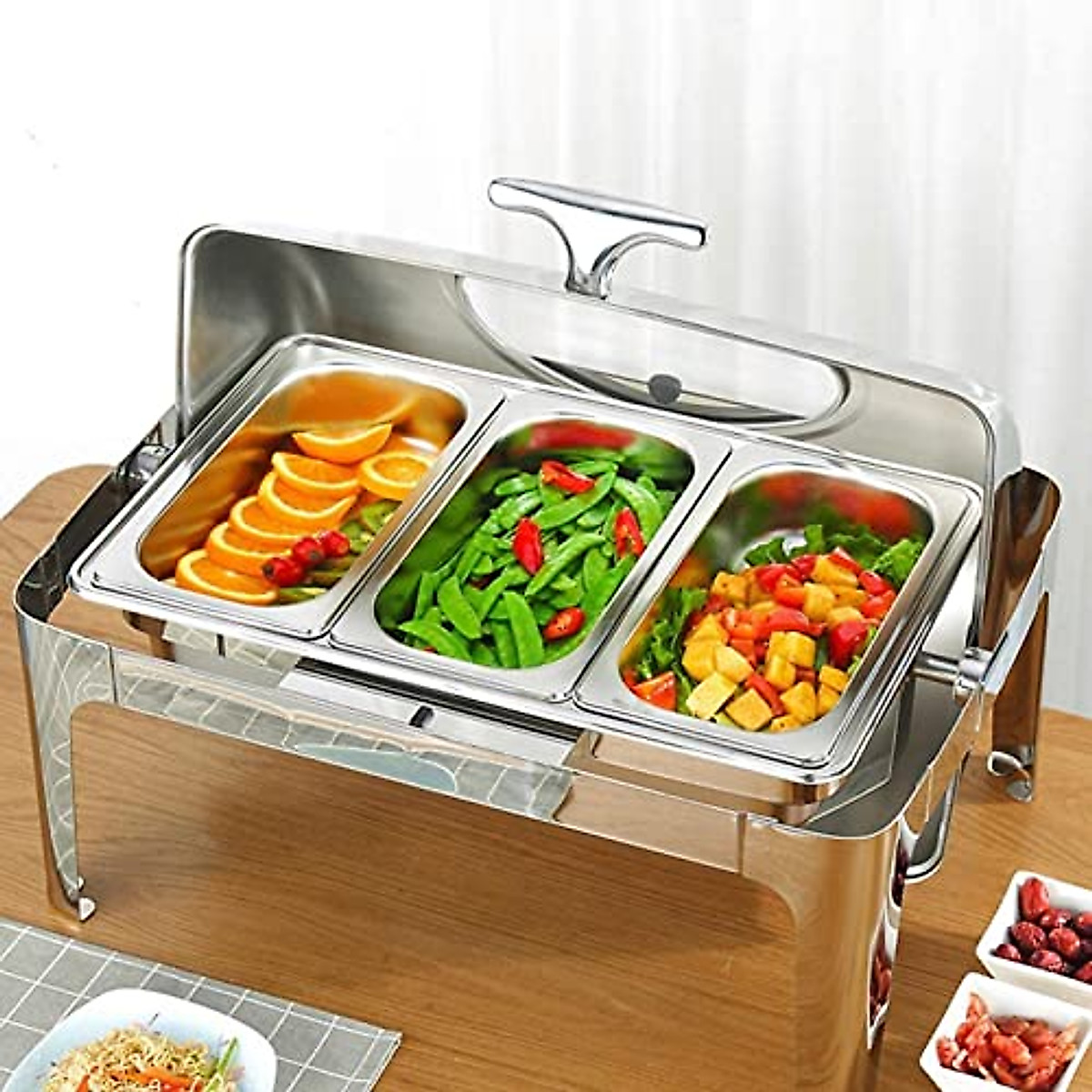 UZOURI Stainless Steel Chafing Dish with Full Rotating Cover, Chafing Dish Set Food Warmer Buffet, Buffet Dish Catering Pan for Kitchen Party Banquet Dining
