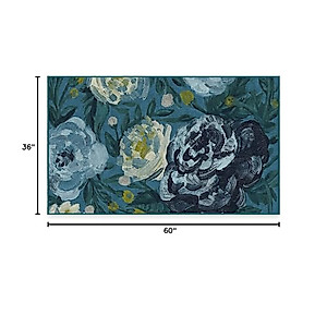 RUGGABLE Washable 3x5 Area Rug, Camellia Midnight, Premium Rugs for Living Room, Bedroom, Kitchen, Office, Classroom with Gripper Non Slip Pad