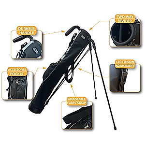 JEF WORLD OF GOLF JR1256 Pitch & Putt Sunday Bag with Stand & Handle, Black