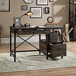 Sauder Steel River Desk, L: 47.48" x W: 23.47" x H: 29.53", Carbon Oak Finish