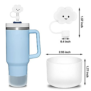 Silicone Boot and Straw Cover Set for Stanley, Stanley Cup Accessories, Food Grade Boot Sleeve for Stanley 40oz & 20/30oz, Dust-Proof Straw Topper for 9-10mm Straws (Clear)