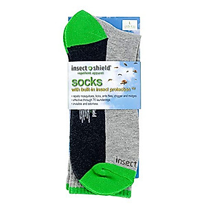 Insect Shield Sport Crew Sock, Stretchy and Comfortable Crew Socks with Padding and Tick Protection