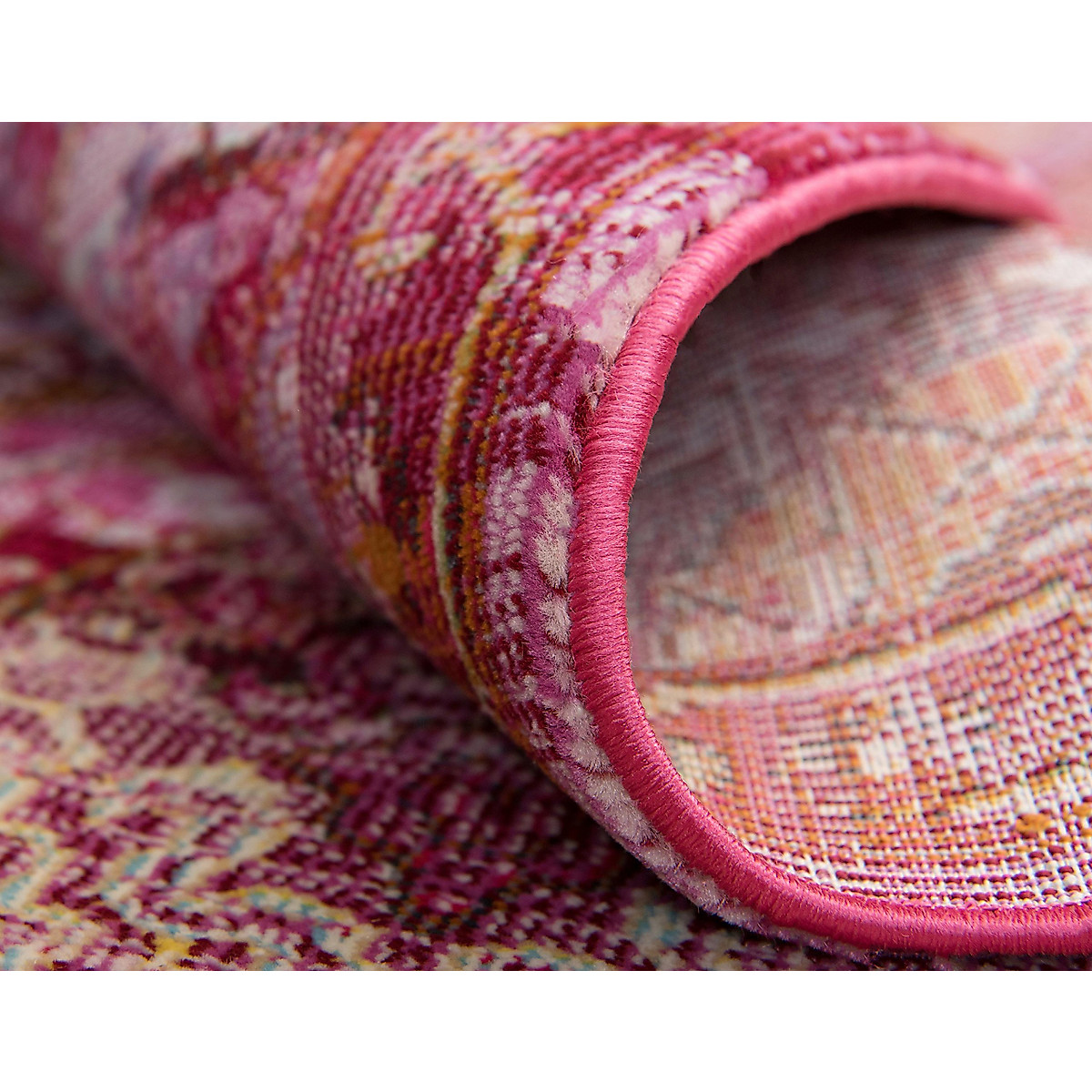 Unique Loom Baracoa Collection Area Rug - Coppelia (8' 4" Round, Pink/ Ivory)