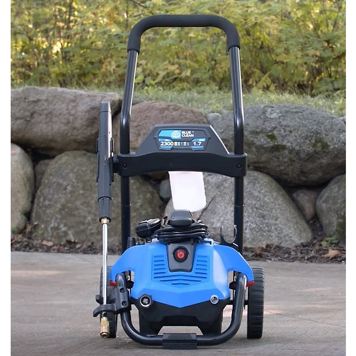 AR Blue Clean BC2N1HSS Electric Pressure Washer-2300 PSI, 1.7 GPM, 13 Amps Quick Connect Accessories, 2 in 1 Detachable Cart, On Board Storage, Portable Pressure Washer, High Pressure, Car, Patio