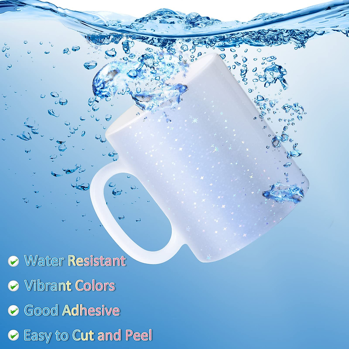 108 Sheets Holographic Sticker Paper Clear A4 Vinyl Sticker Paper Holographic Laminate Sheets Adhesive Holographic Overlay Waterproof Transparent Film with Gem, Colorful, Dot, Star, 11.7 x 8.3 Inch