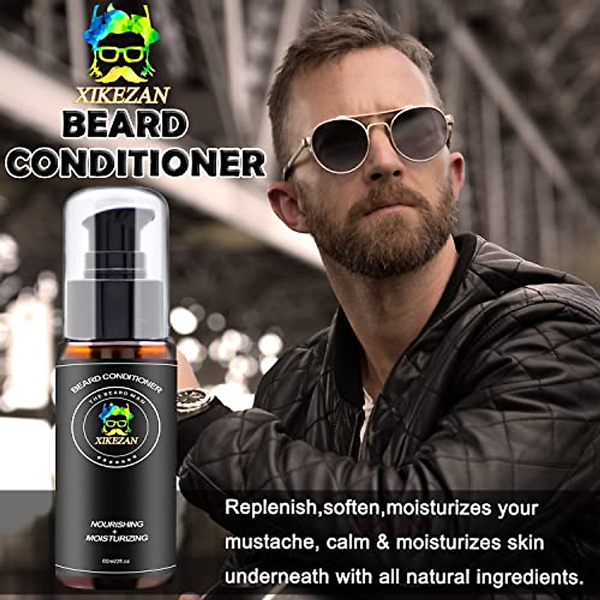 XIKEZAN Beard Growth Kit,w/Beard Roller,Beard Growth Oil,Beard Conditioner,Beard Wash,Balm,Comb,Brush,Scissor,Bag,EBook,Beard Care Grooming Kit Christmas Stocking Stuffers Gifts for Men Him Husband