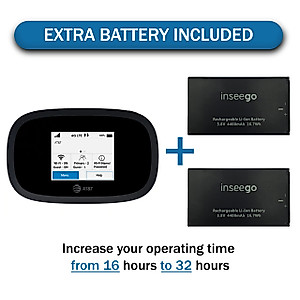 AT&T Wireless Hotspot WiFi Device 4G LTE MiFi 8000 | Global 4G Cat18 LTE | Up to 1 Gbps | EVDO-LINK Bundle for Mobile Hotspot Device | with SIM Card and Extra Battery