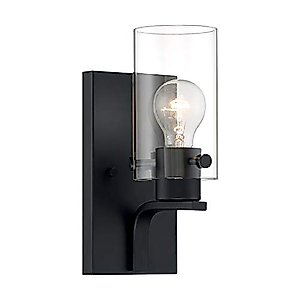 Nuvo 60/7271 Sommerset 1-Light Vanity Fixture with Clear Glass - Matte Black Finish