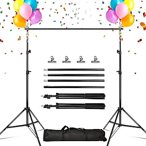 Backdrop Stand Photo Video Studio, 10Ft Wide Adjustable Backdrop Stand, Background Support System Kit with Clamps Carry Bag