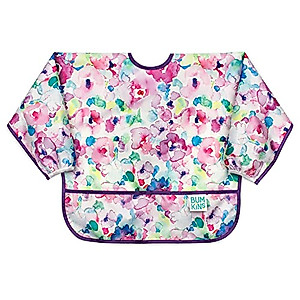 Bumkins Sleeved Bib for Girl or Boy, Baby and Toddler for 6-24 Mos, Essential Must Have for Eating, Feeding, Baby Led Weaning, Long Sleeve Mess Saving Food Catcher, Soft Fabric, Watercolors Floral