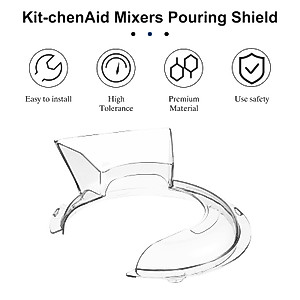 KN1PS Pouring Shield for KitchenAid 4.5Qt, W10616906 Splatter Guard Cover for Kitchen Aid Mixers Accessories, Pouring Chute for Kitchenaid Mixer, NOT DISHWASHER SAFE (8.2''diam)