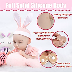 QARUQASE Lifelike Reborn Baby Doll - 19 Inch Skeleton, Silicone Full Body Realistic Newborn Girl, Soft Body, Waterproof