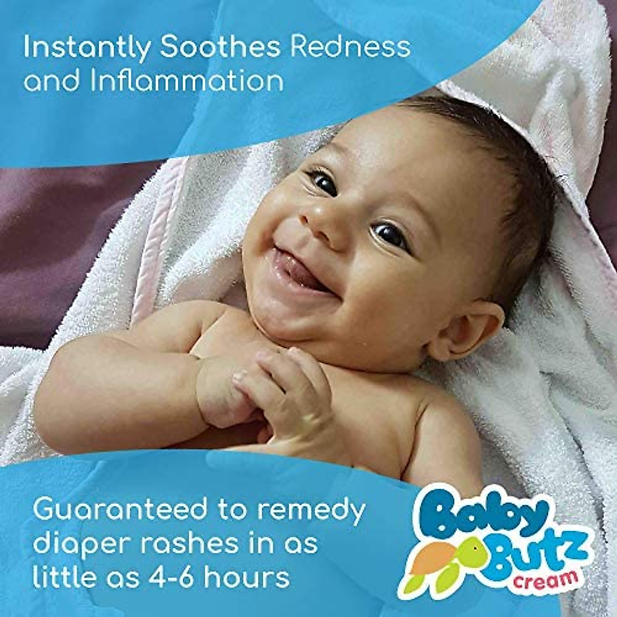 Baby Butz Diaper Rash Cream, 100% Natural Zinc Oxide Maximum Strength Butt Paste, Barrier Baby Cream to Help, Relieve & Prevent Diaper Rash, Hypoallergenic, Ointment for Newborns, Infants- 4oz