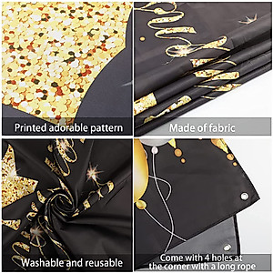 Black Gold Congrats Grad Banner Backdrop for Class of 2022 Party Decorations Supplies Graduation Photo Background Indoor Outdoor Party Backdrop Banner