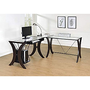 Coaster Home Furnishings CO-800446 Monterey 3-Piece L-Shape Computer Desk Set, Cappuccino and Clear, 68 W x 67 D x 30 H